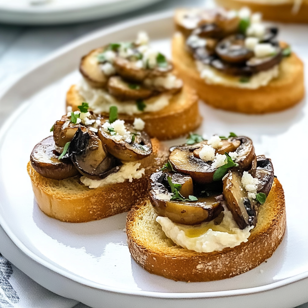 Garlic Butter Mushroom Crostini