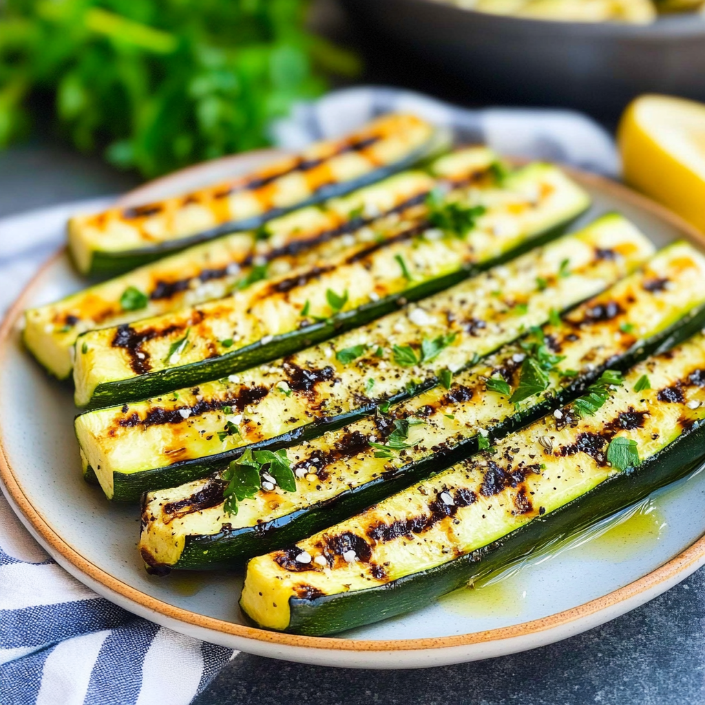 Grilled Zucchini with Garlic and Herbs